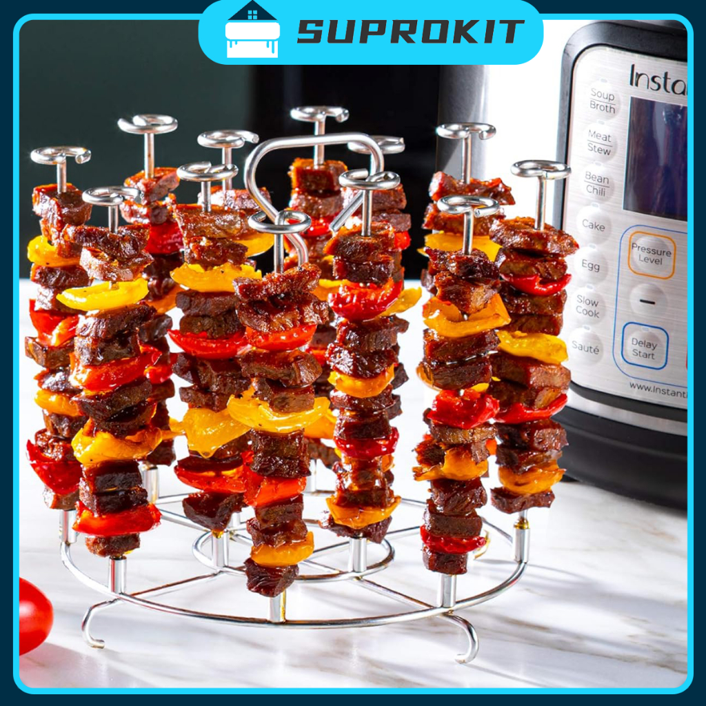 Air Fryer Skewer Stand Kebab Rack 12 Skewers Stand Stainless Steel BBQ ...