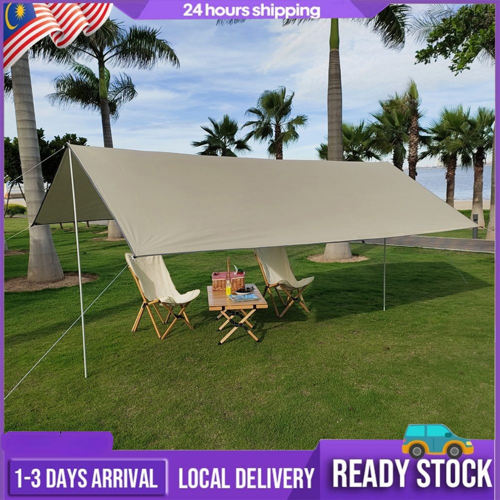 【AFO TOP】Flysheet Set with Pole & Rope Camping Tarp Awning Canopy Tent ...