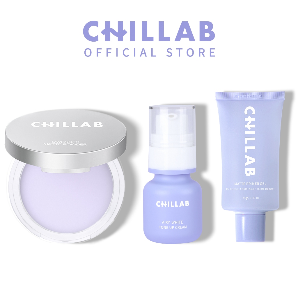 Chillab Trio - Lavender Matte Powder + Airy White Tone-Up Cream + Matte ...