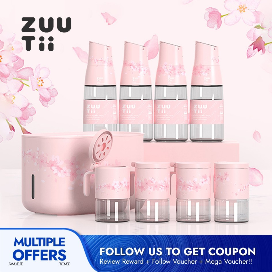 ZUUTII Sakura Pink Limited Edition Oil Dispenser Seasoning Bottle Rice Bucket Set | Shopee Malaysia