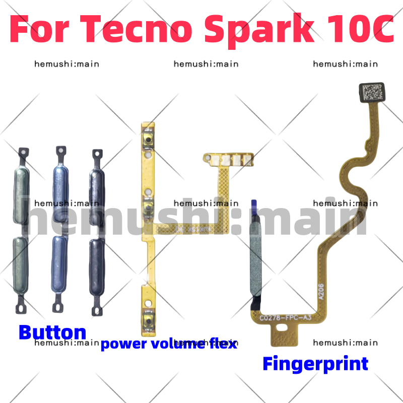 For Tecno Spark 10C Ki5k Back Home Button Fingerprint Scanner Sensor Return Key Volume Button ...