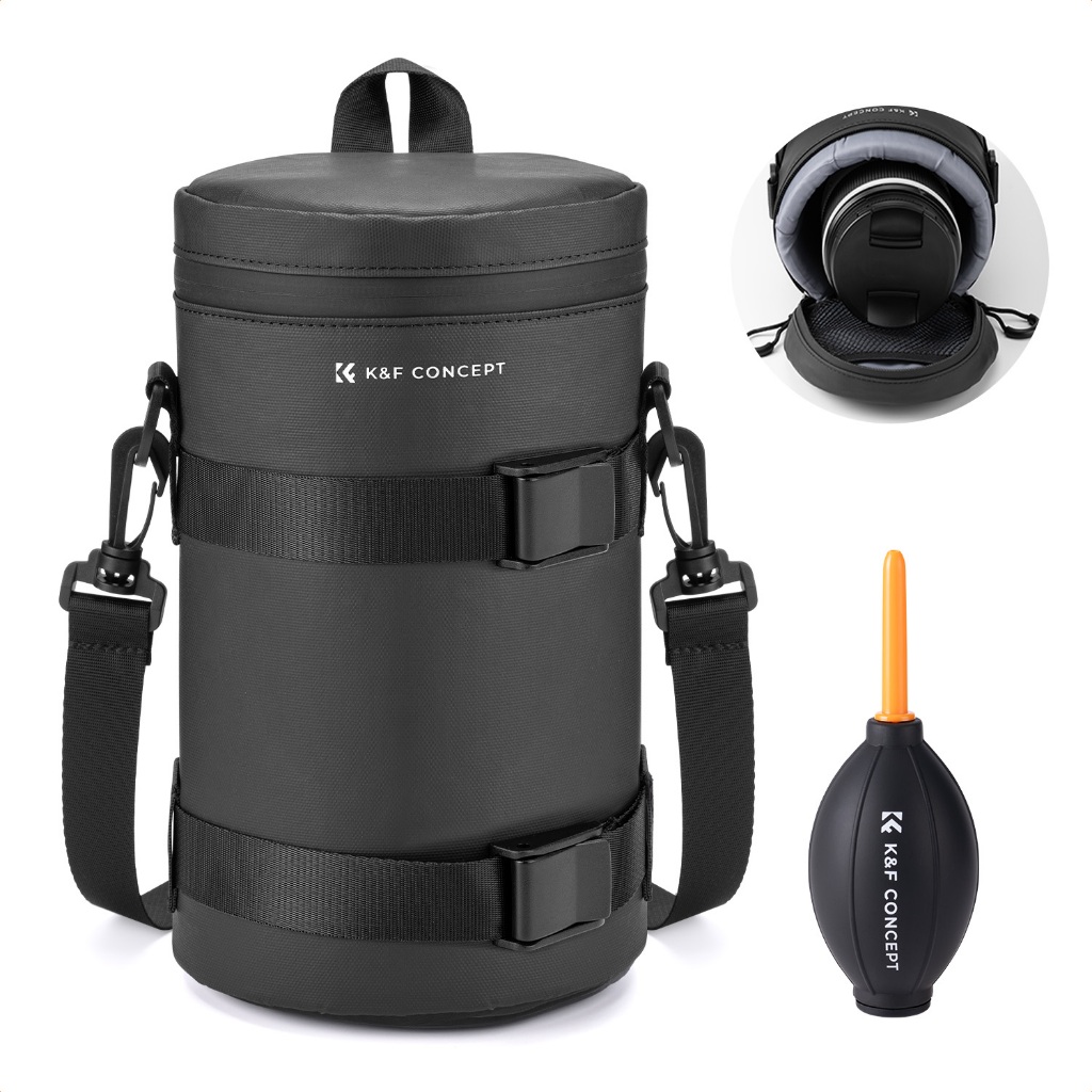 K&F Concept Camera Lens Pouch Case, Waterproof Zipper Lens Protective ...