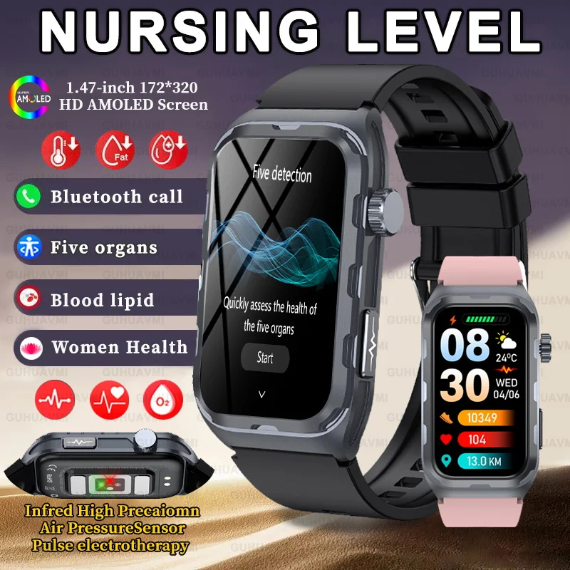 2025 New Pulse Therapy Smart Watch Men Micro Physical Examination ECG ...