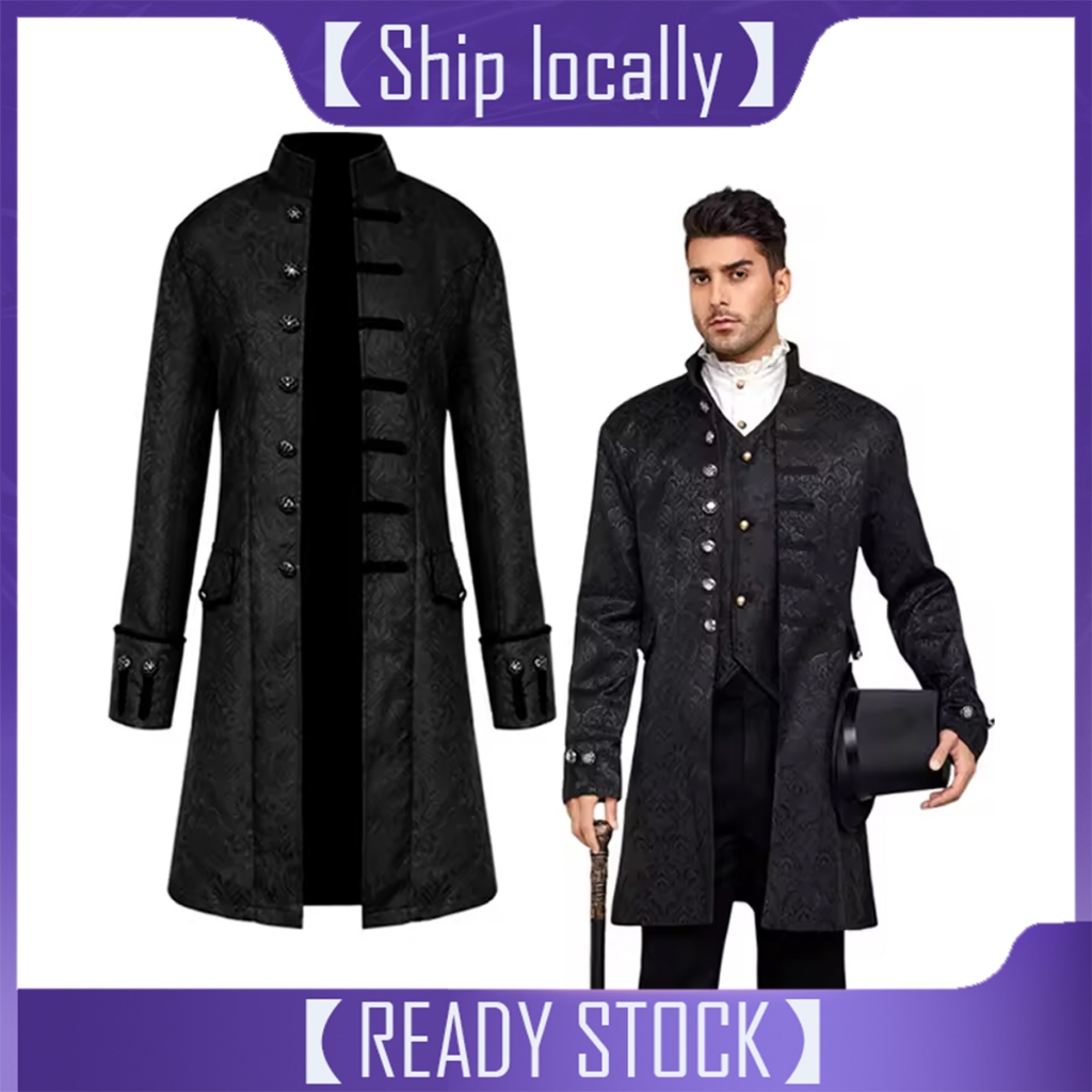 Adult Men Steampunk Trench Coat Vintage Prince Overcoat Medieval ...