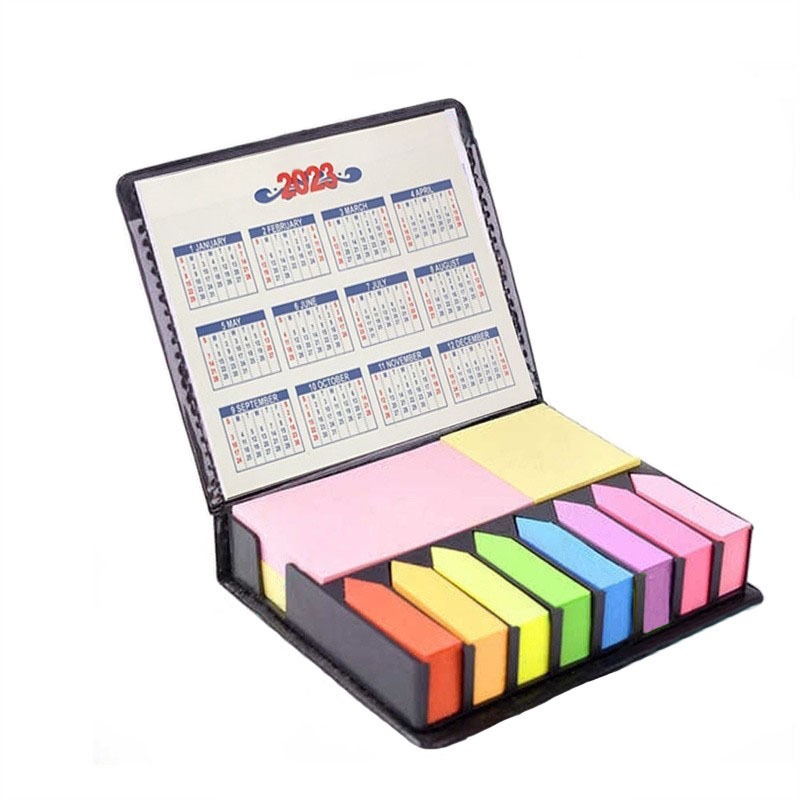 Business memo pad set with PU memo box reusable sticky notes memo paper ...