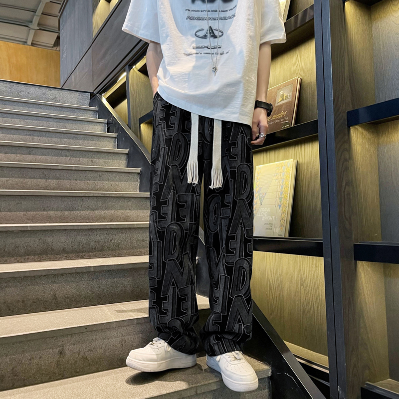 Corduroy Pants For Men Korean Baggy Straight Cut Slacks Slocks Trouser ...