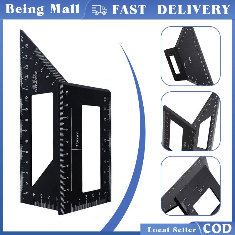 Aluminum 3D Marking Ruler Elbow Triangle Ruler Mistar Gauge Framing Bow ...