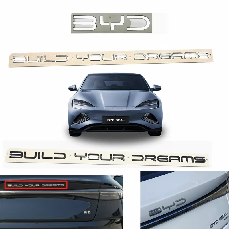 3D ABS Chrome Black Logo Build Your Dreams Emblem Letters Stiker Car ...