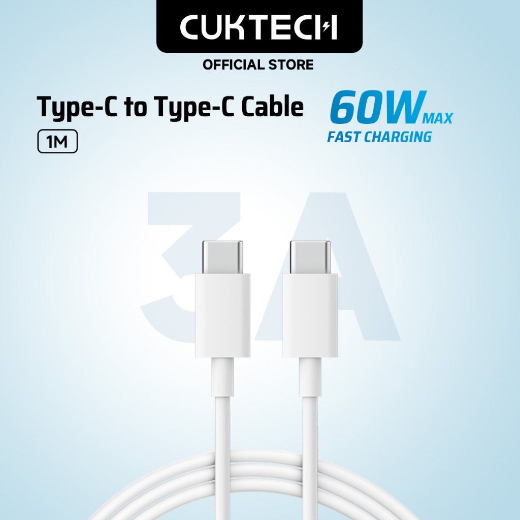 CUKTECH 60W 3A Type-C to Type-C Fast Charging Cable for iP16/15 Macbook Xiaomi Samsung Realme ...