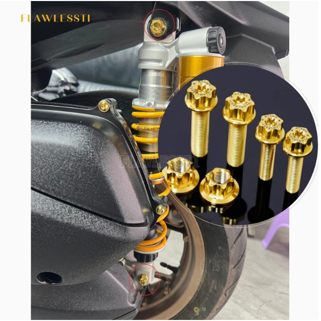 FLAWLESSTI Xmax300 Screws Gr5 Titanium bolts Rear Shock Up+Down for ...
