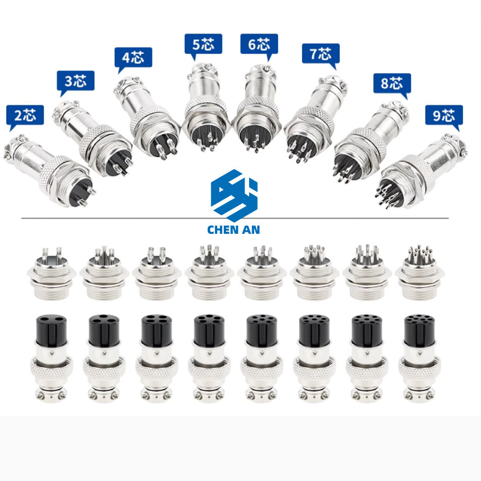 CHEN AN GX16 - 2/3/4/5/6/8P/9P Male & Female Wire Panel Connector ...