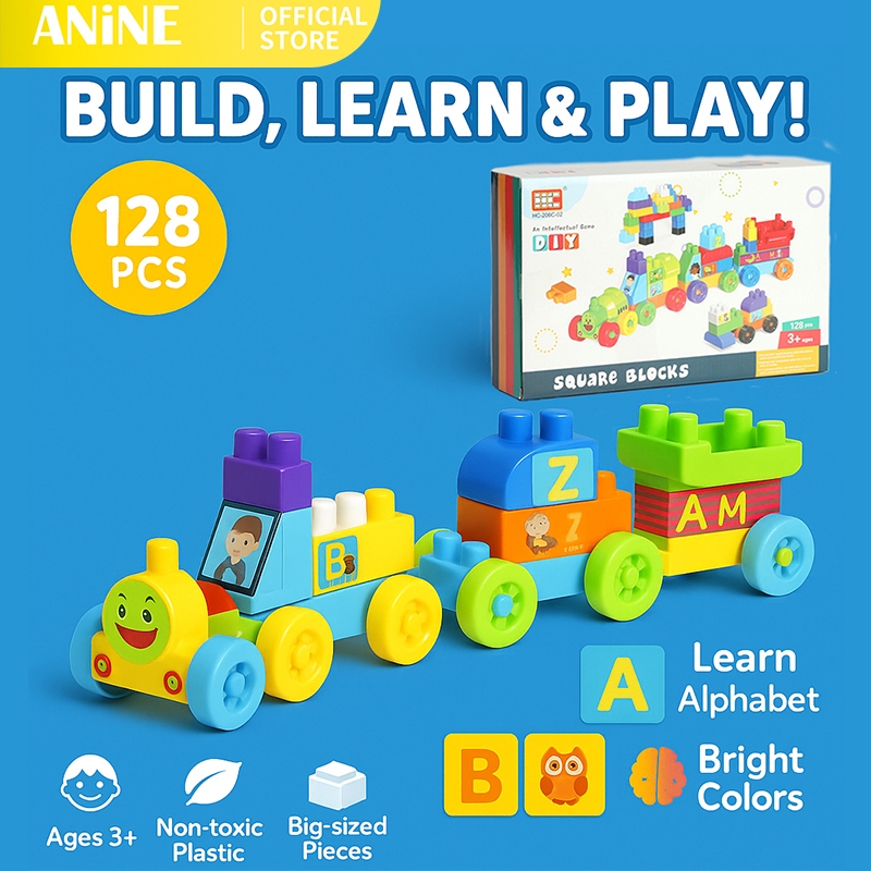 Alphabet Train Building Blocks Set Toys Early Learning Montessori Toys ...