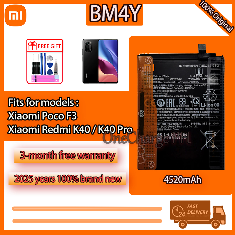 2025 Years 100% Original Xiaomi Poco F3 battery Replace/Model BM4Y ...