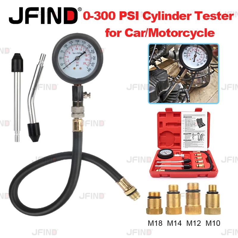 【Local Stock】8PCS Car Motorcycle Cylinder Compression Test 0 - 300 PSI ...
