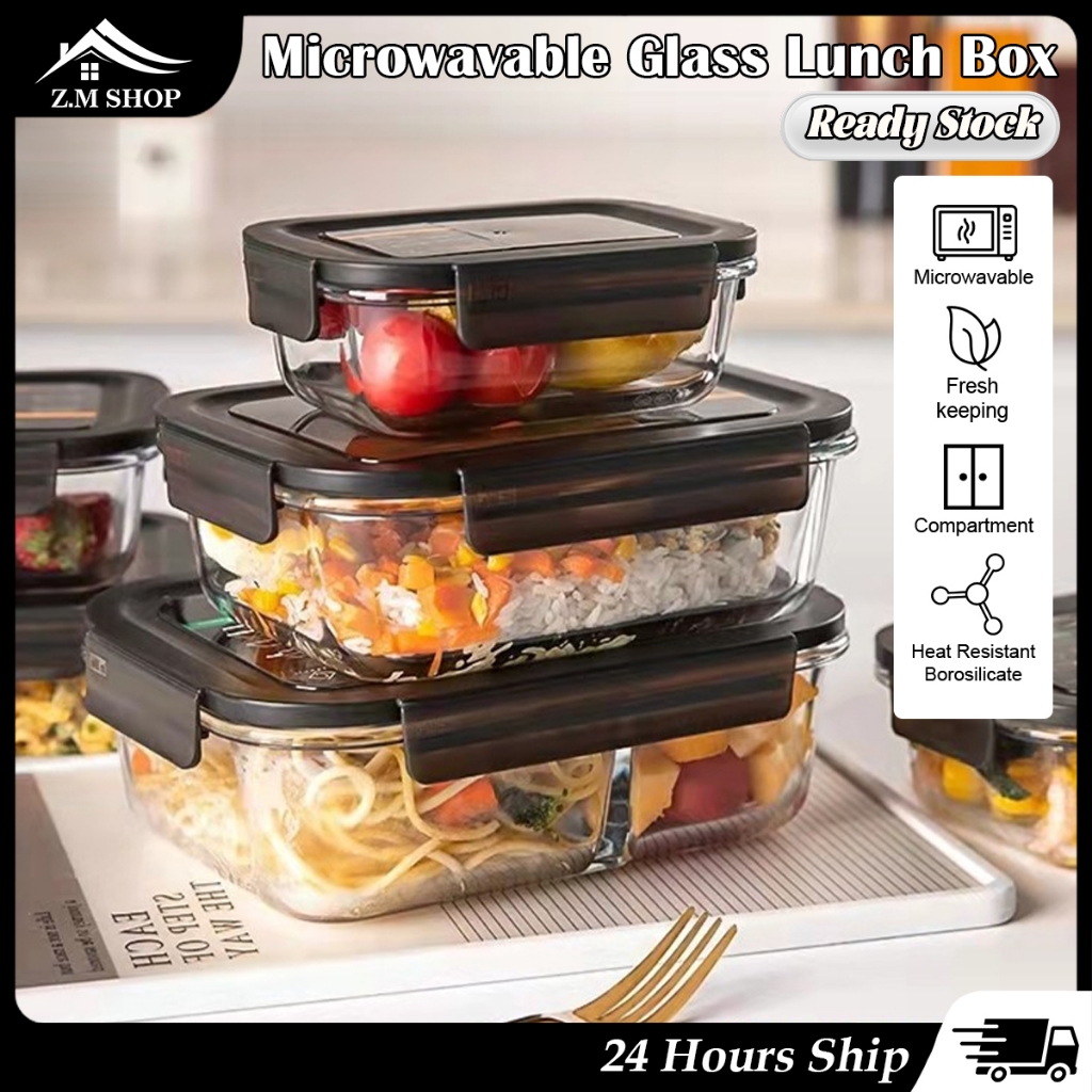 Microwavable Glass Lunch Box,Heat Resistant Borosilicate Glass ...