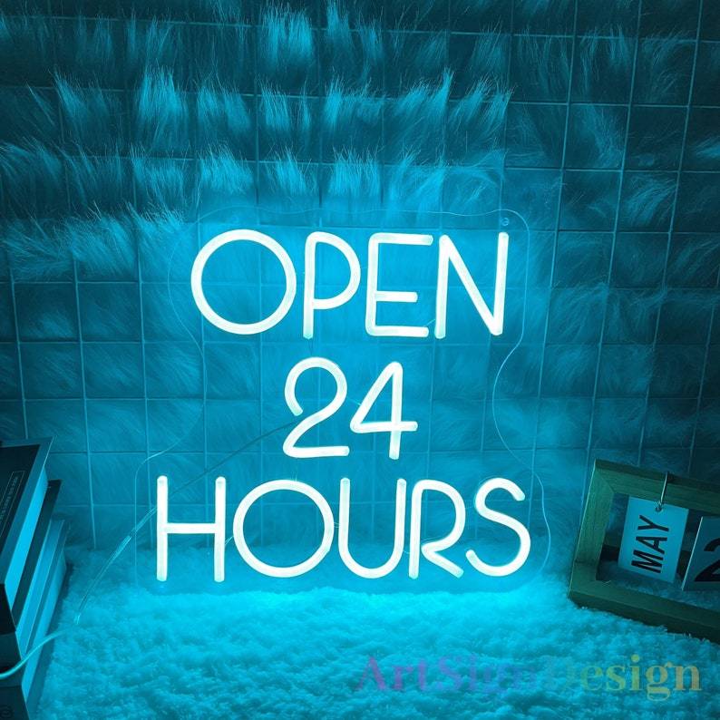 Open Neon Sign Open 24 Hours Neon Sign 24h Open Led Sign Welcome Sign ...