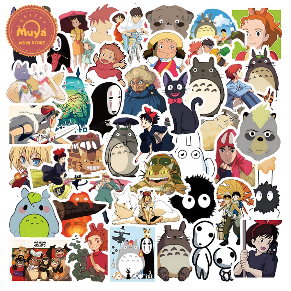 MUYA 50pcs Studio Ghibli Magic Stickers Spirited Away Totoro No-Face ...