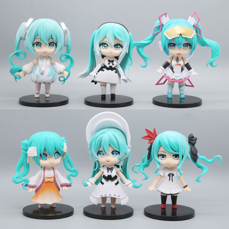 6Pcs/Set 11cm Q Version Hatsune Miku Figure Cute Anime Girl Model ...