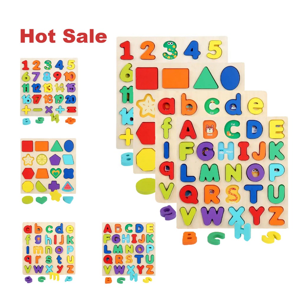 Wooden Educational Uppercase Lowercase Letters Cognitive Puzzle For ...