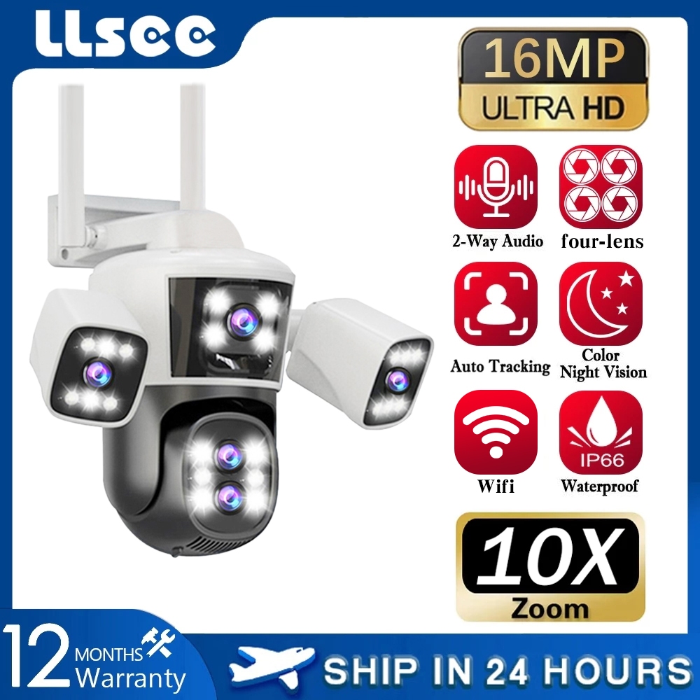 LLSEE 16MP 8K 4 Lens 10X Optical Zoom Night Vision Two-Way Call Waterproof CCTV Camera | Shopee ...