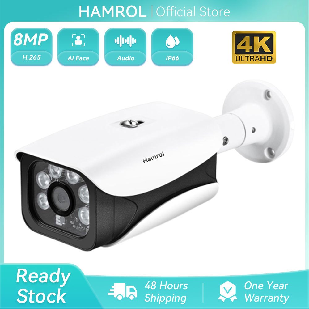 Hamrol 8MP/5MP/4MP Ultra HD Audio POE Waterproof AI Face Detection CCTV ...