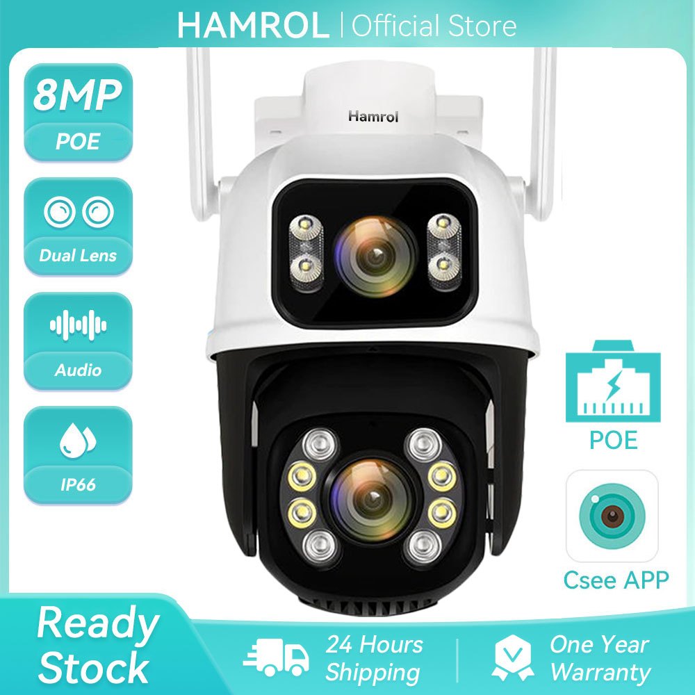 Hamrol 4K 8MP PTZ Auto Tracking Waterproof Colour Night Vision CCTV ...
