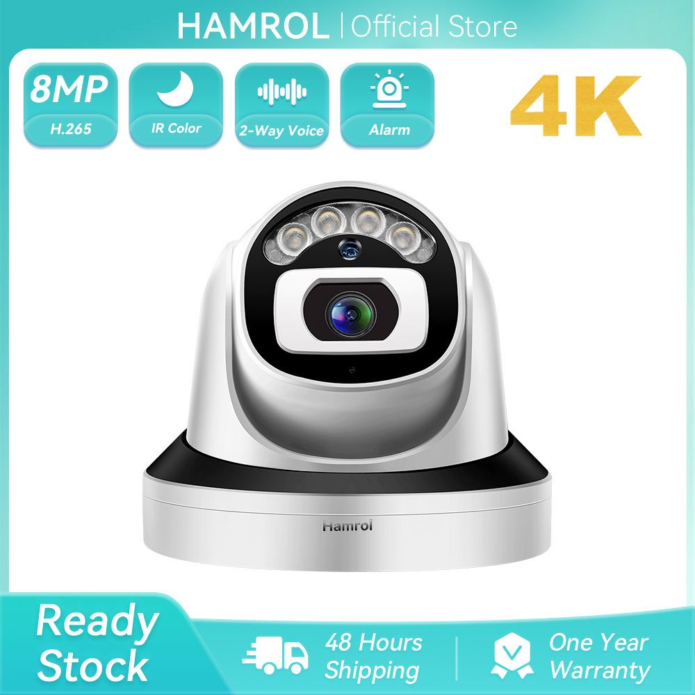 Hamrol 4K 8MP POE Network Video Surveillance Two Way Audio CCTV Camera ...