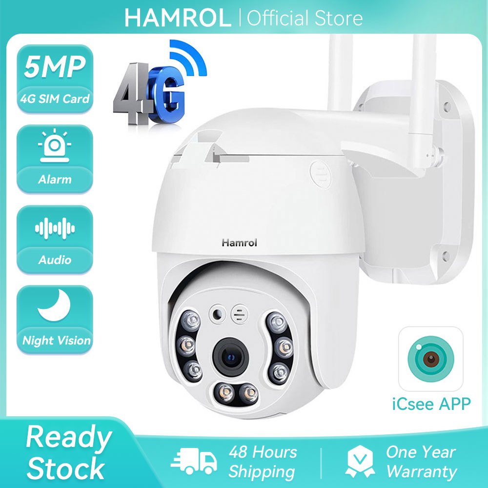 Hamrol Motion Detection 4G PTZ IP Night Vision Cloud Wireless CCTV ...