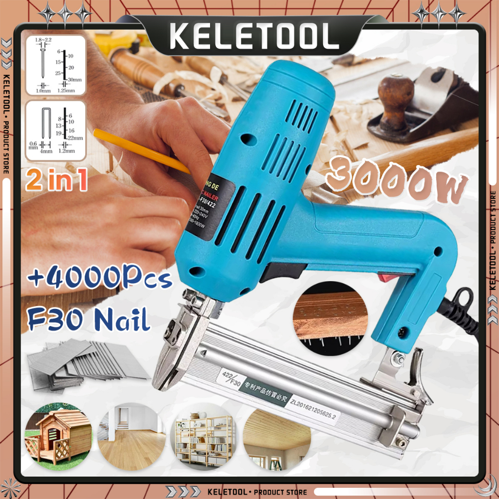 3000W Electric Nail Gun F30 Straight Nail Gun Woodworking Tool 220V ...