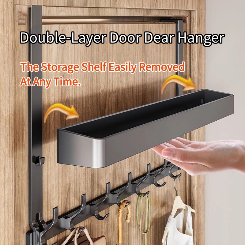 Back Door Hook & Hanger Rack with Storage Shelf & Door Hook- Durable ...