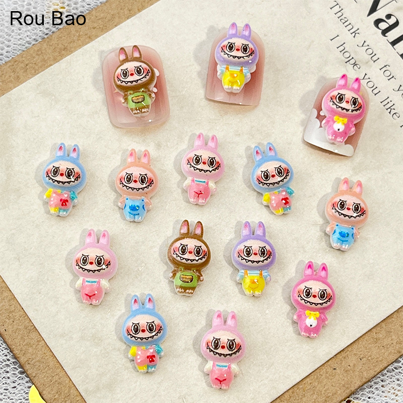 Rou Bao 50pcs Nail Labubu Cartoon Cute With Clothes Resin Nails Art DIY ...