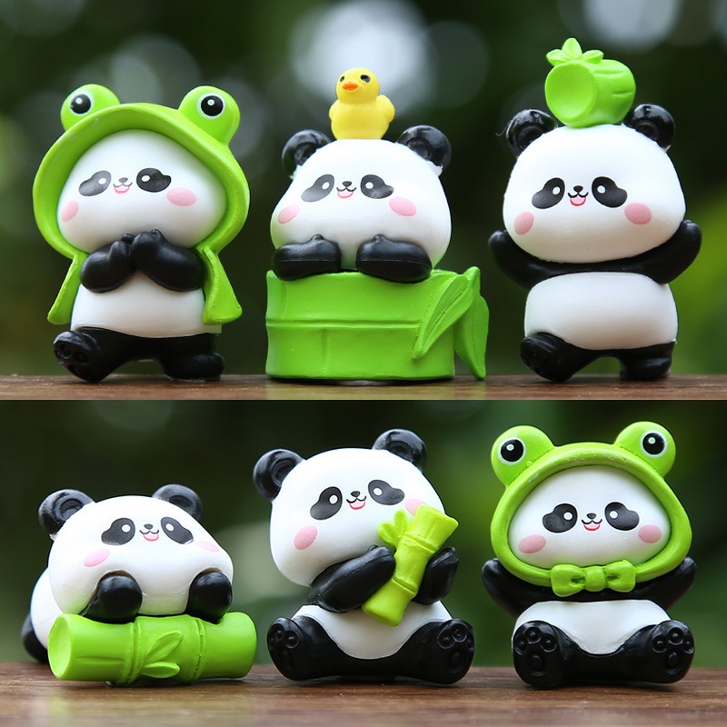 6Pcs/Set Cute Chinese Panda Bear Animal Mini Figures Collectible Toys ...