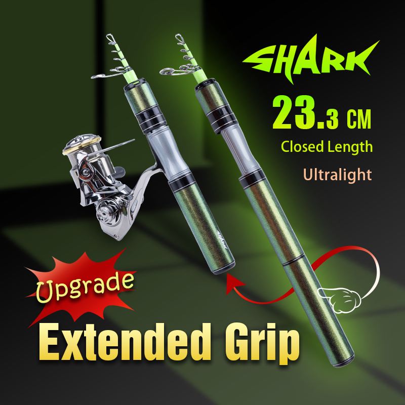 【23cm Portable】Orca Shark Travel Fishing Rod Ultralight Telescopic ...