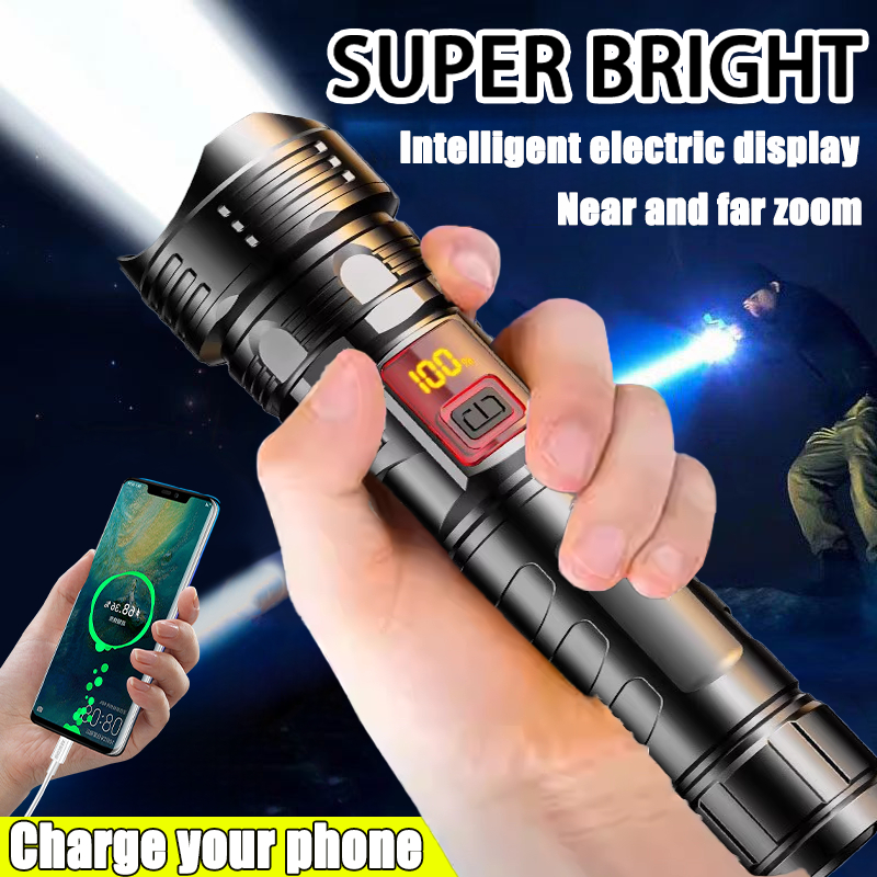 Rechargeable torch light super bright flashlight waterproof super ...