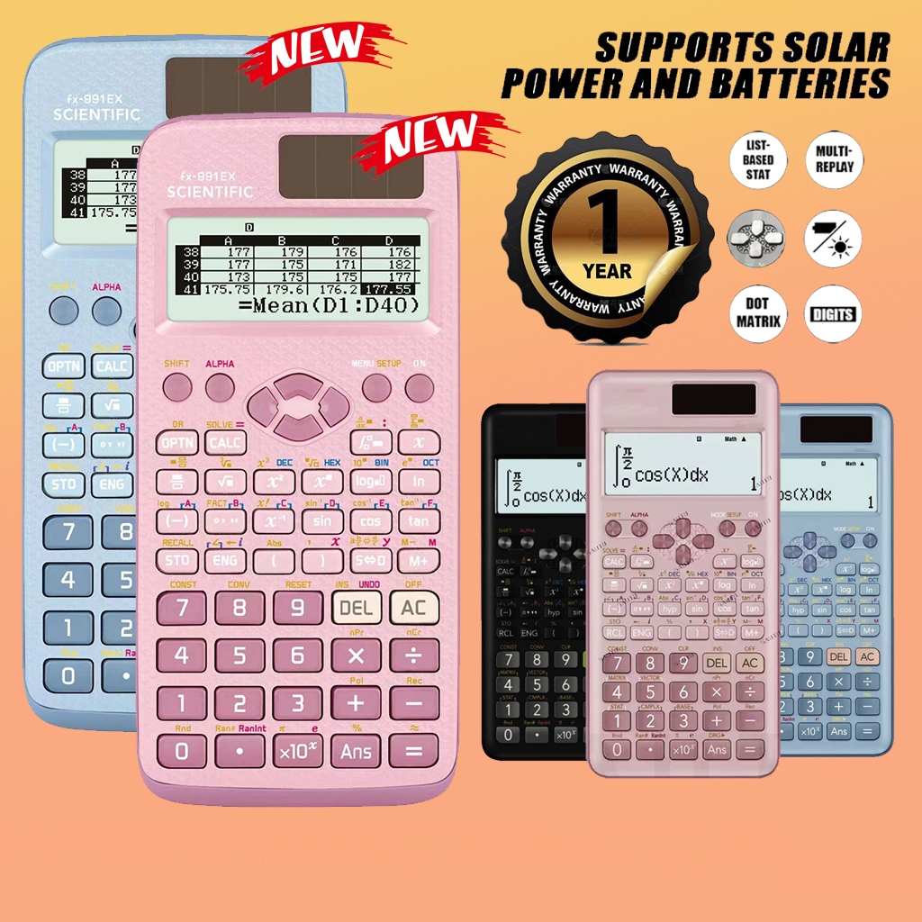 Scientific Calculator Fx-991ES plus Solar portable rechargeable ...