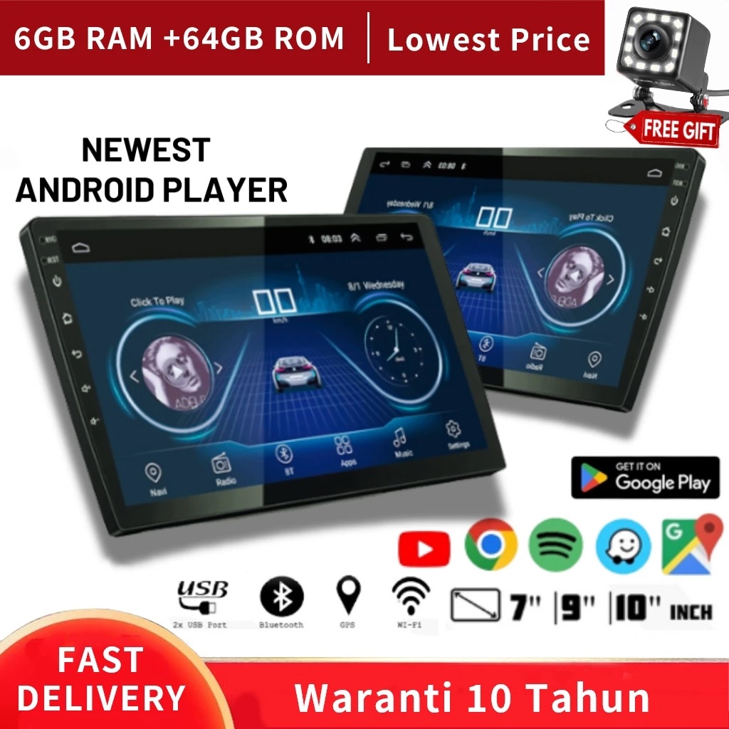 24H Shipping Android Player 6GB+64GB android car player 7/9/10 inch Car ...