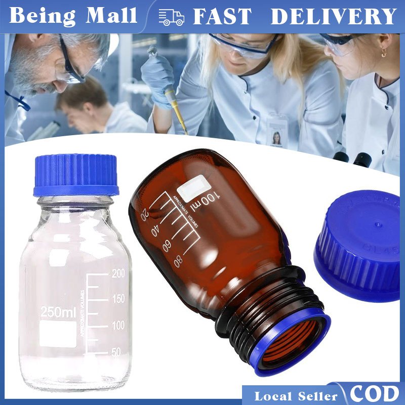 Scientific Amber Glass Bottle Blue Sealed Cap 100ml to 1L Reagent ...