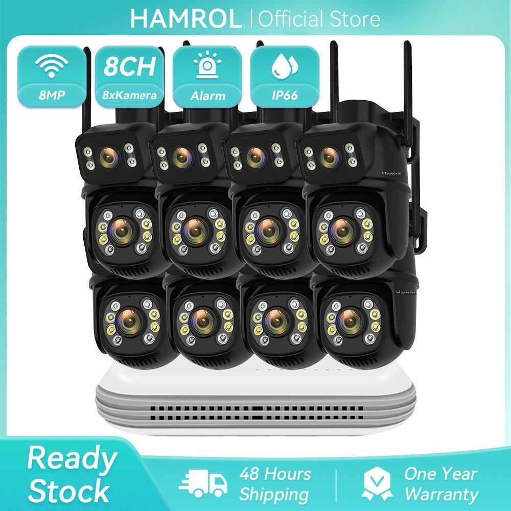 Hamrol NVR System Wireless Dual Lens 4K 8MP CCTV Camera - All Black ...
