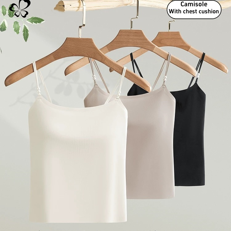 padded camisole vest Ice Silk Cool Feel Camisole Tank Top Women Inner ...