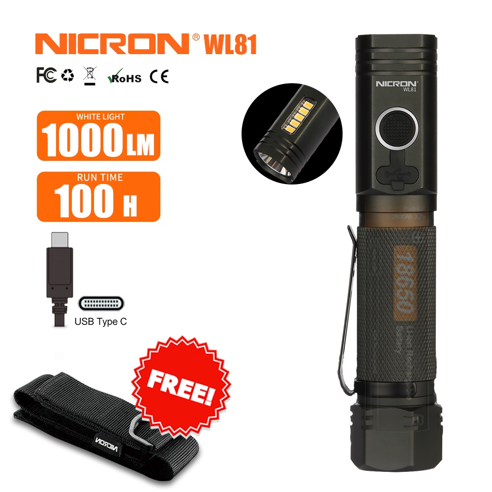 NICRON LED Flashlight WL81 dual-bulb spotlight/floodlight Torch Light ...