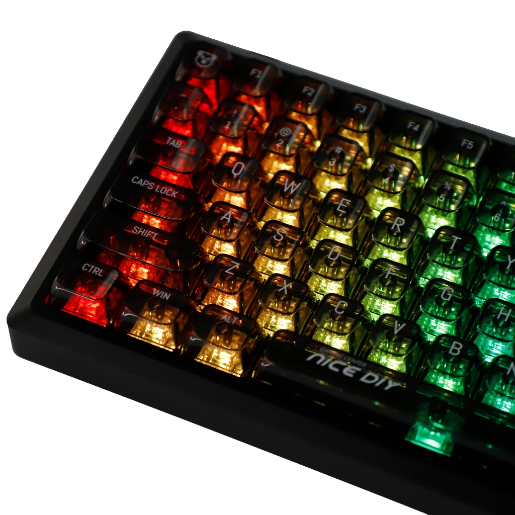 YMDK 119 Keys Black White Transparent Shine Through PC MDA Profile Top Print for 61/68/84/87/98 ...