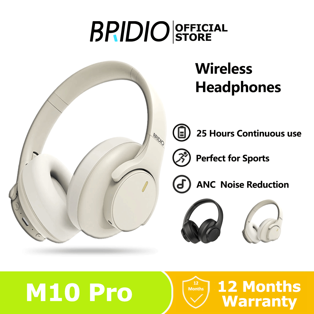 Bridio M10 ANC -22dB Wireless Headphones Bluetooth 5.4 with Microphone ...