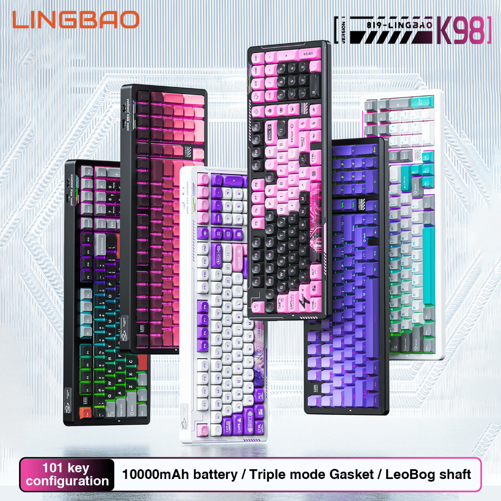 LINGBAO K98 Mechanical Keyboard 101 Key RGB Wired/Bluetooth/2.4G Hot ...