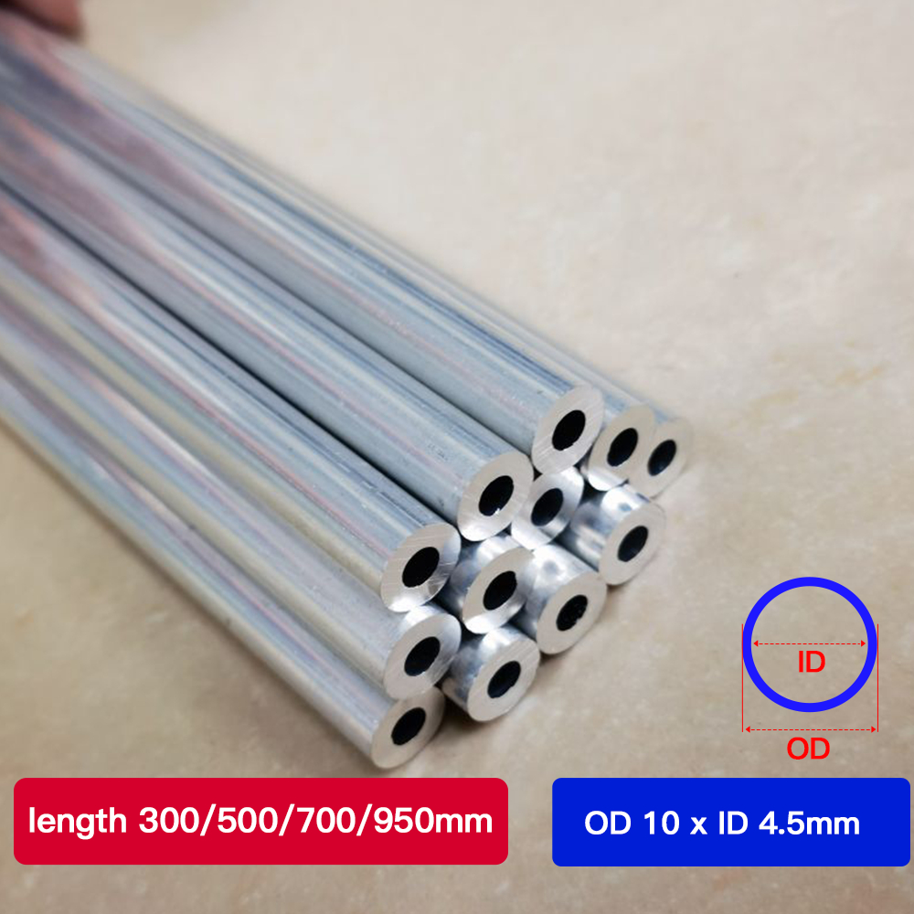 FUYI aluminum tube OD 10mm ID 4.5mm Straight roud pipe 300mm 500mm ...