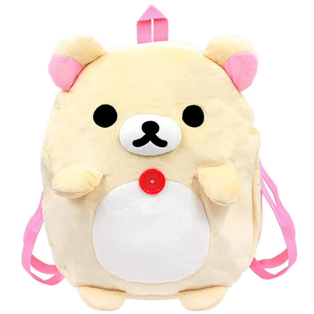 Rilakkuma Korilakkuma Chubby Pink Plush Backpack Bag with Ears Anime ...