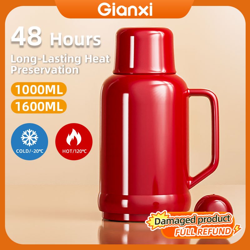 GIANXI 1L/1.6L Thermos Pot Hot Water Bottle Glass Liner Boiling Kettle ...