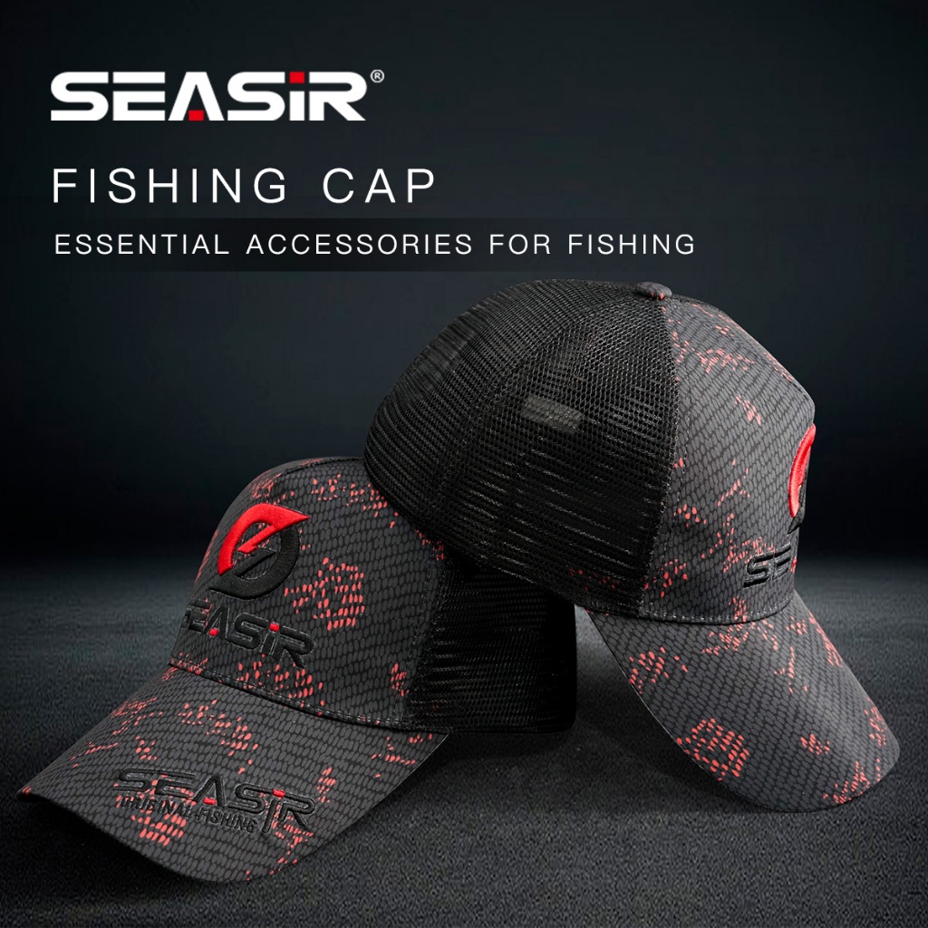 Seasir New UPF50+ Fishing Hat Polyester Material Breathable Mesh Adjustable Snapback Hat ...