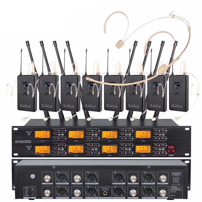 650-690MHz UR-8000-H UHF 8 channels wireless head microphone wireless ...