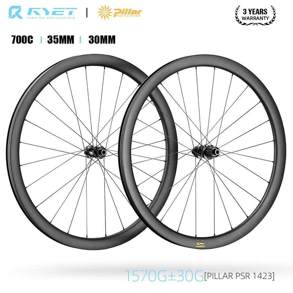 2025 Carbon RYET GRAVEL Wheelset Disc Brake Tubeless Ready 700C Bike Wheels Center-Lock Or 6 ...