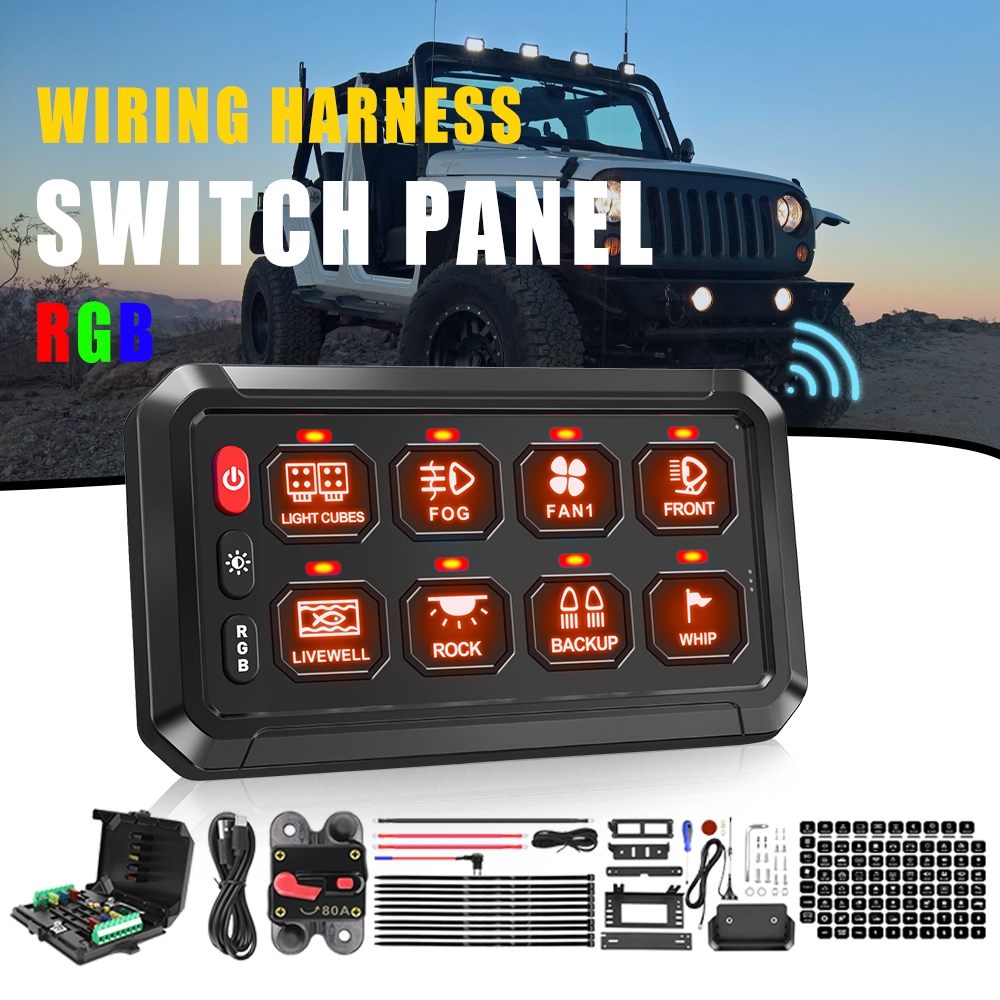 12 V/24 V 8 Gang Switch Panel Kit Universal Circuit Control Relay ...